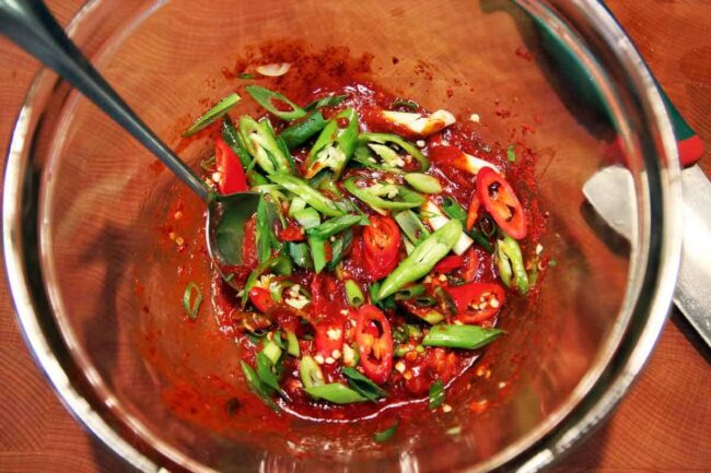 Spicy whelks with noodles (Golbaengi-muchim) recipe by Maangchi