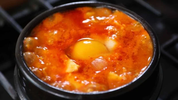 Haemul sundubu-jjigae (Spicy soft tofu stew with seafood) recipe by ...